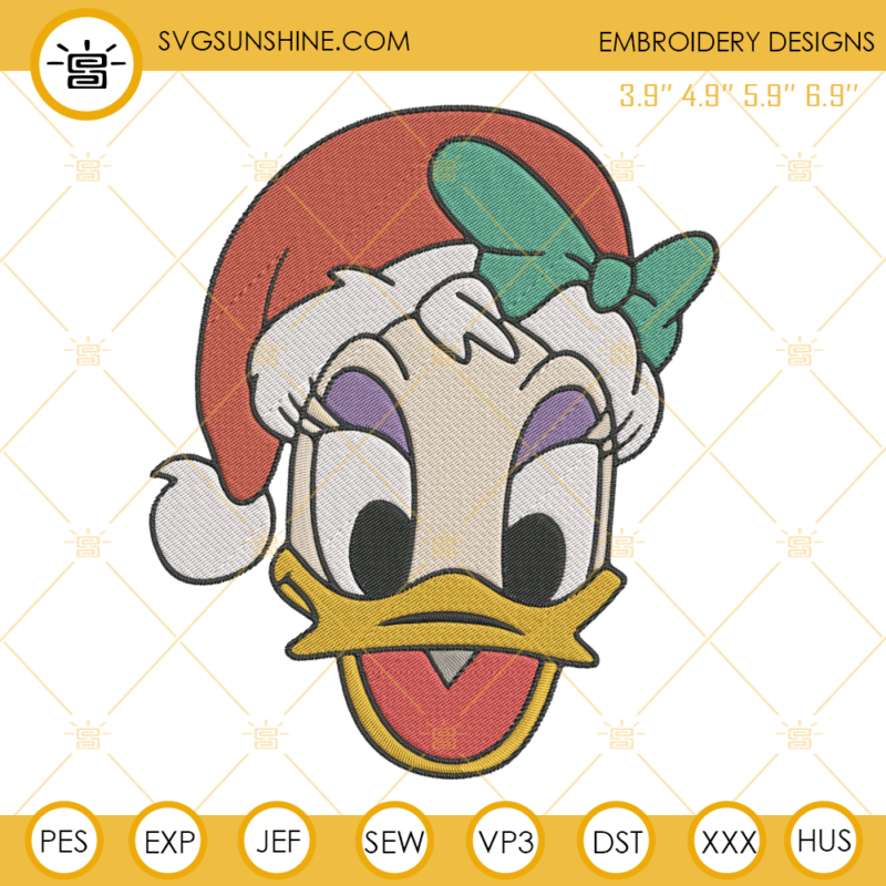 Daisy Duck Santa Hat Christmas Embroidery Design File