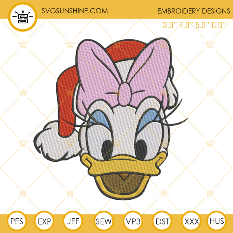Daisy Duck Santa Hat Christmas Embroidery Design File
