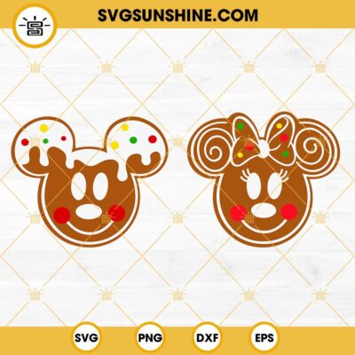 Mouse Head Gingerbread Christmas SVG Bundle, Mickey Minnie Gingerbread ...