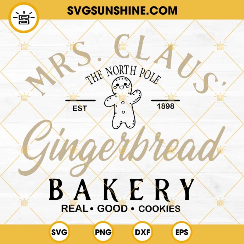 Mrs Claus Gingerbread Bakery SVG, Christmas Baking Cookies SVG PNG DXF ...