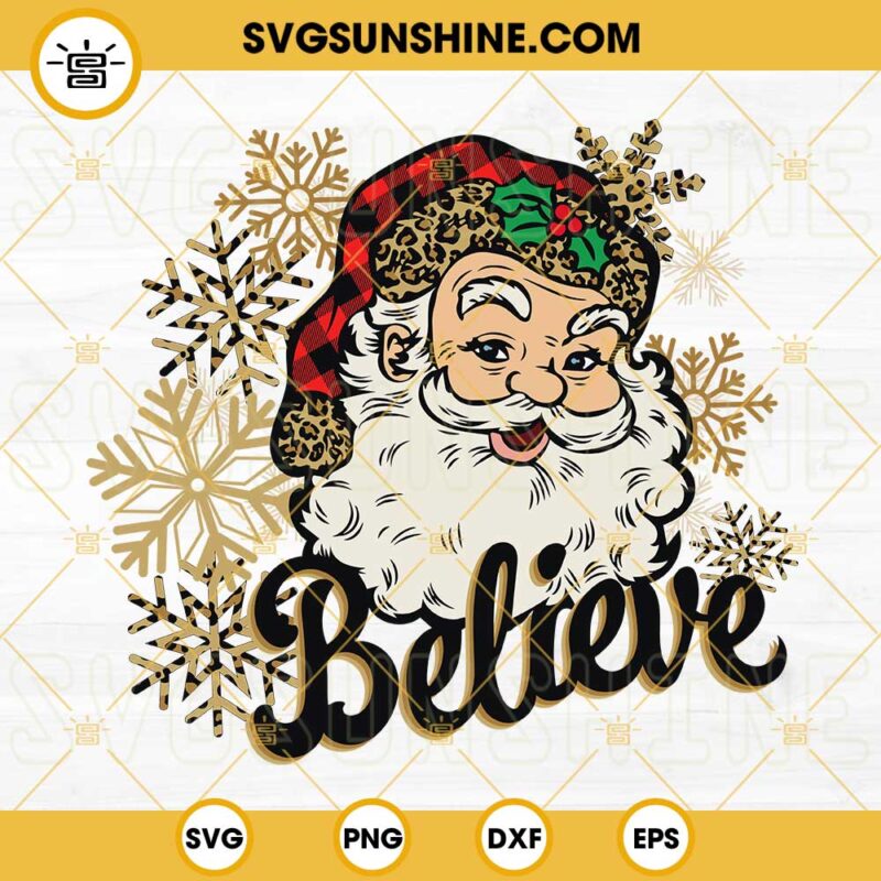 Santa Believe PNG, Leopard Santa Hat PNG, Santa PNG, Christmas PNG ...