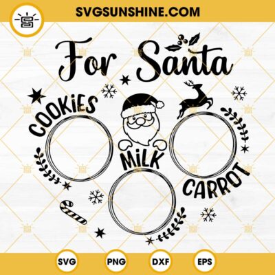 Snacks For Santa SVG, Santa Tray SVG, Christmas Tray SVG, Cookies Milk ...