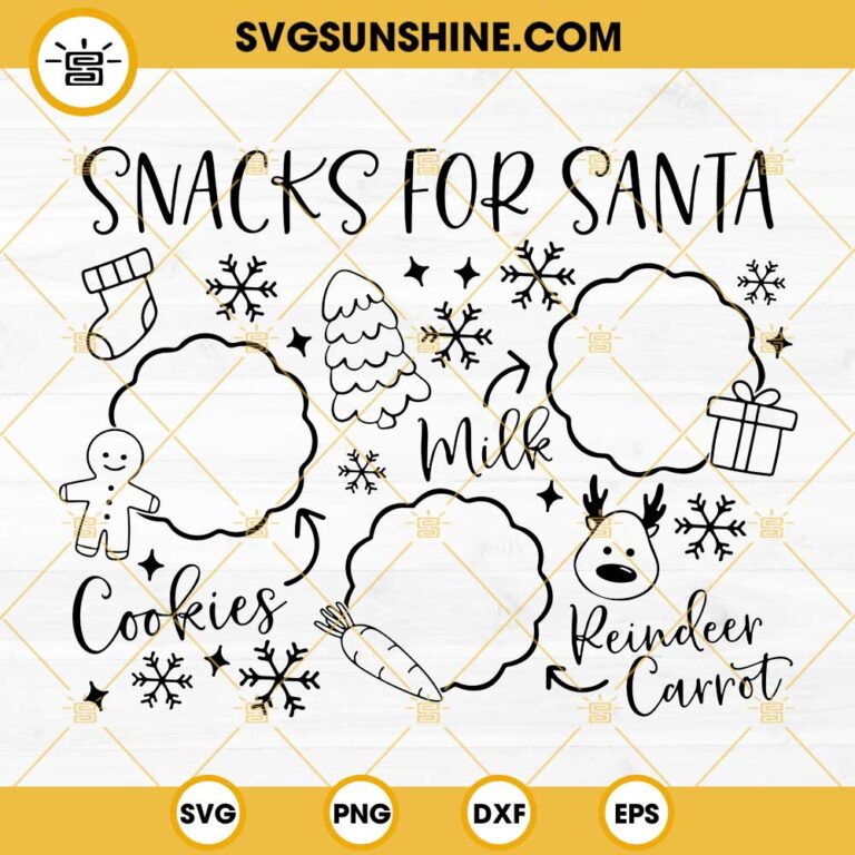 Snacks For Santa SVG, Santa Tray SVG, Christmas Tray SVG, Cookies Milk ...