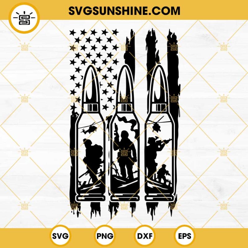 US Bullet Soldier Scene SVG, Veterans Day SVG PNG DXF EPS Cut Files