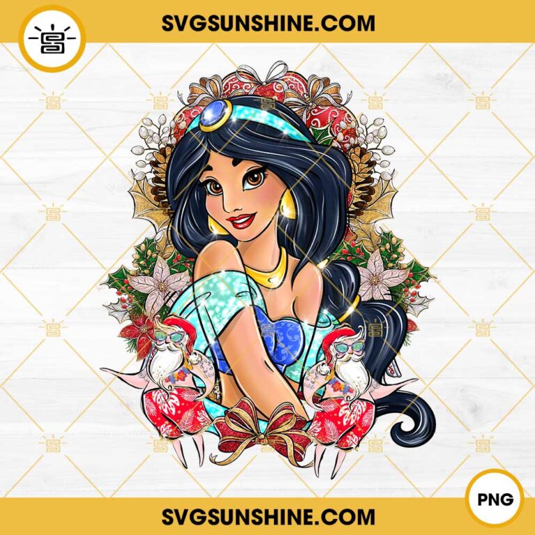 Jasmine Disney Princess Christmas Design PNG, Jasmine Aladdin Merry ...