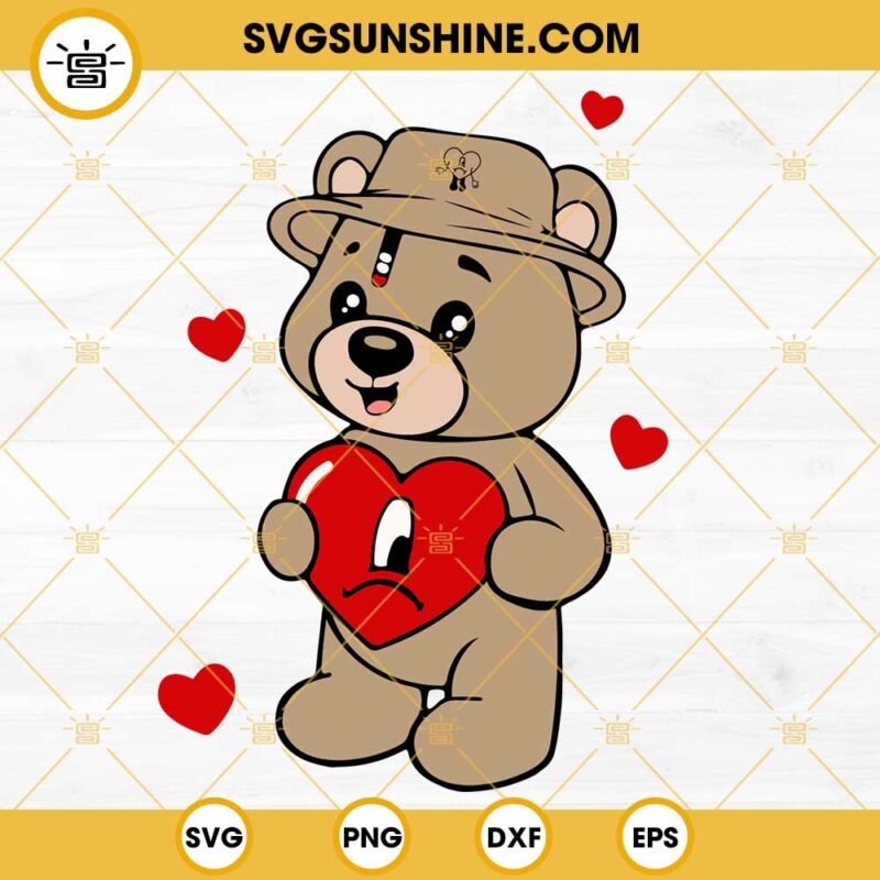 Bad Bunny Teddy Bear Svg, Un San Valentin Sin Ti Svg, Bad Bunny Heart ...