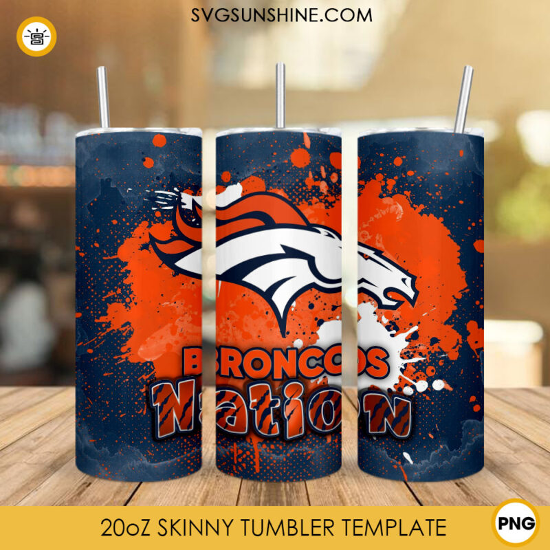 Broncos Nation Tumbler Wrap PNG, Denver Broncos 20oz Skinny Tumbler PNG ...