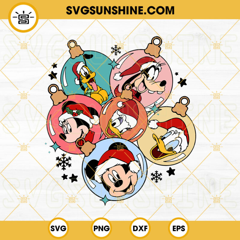 Christmas Mickey Mouse Ornaments SVG, Christmas SVG, Mickey SVG, Minnie ...