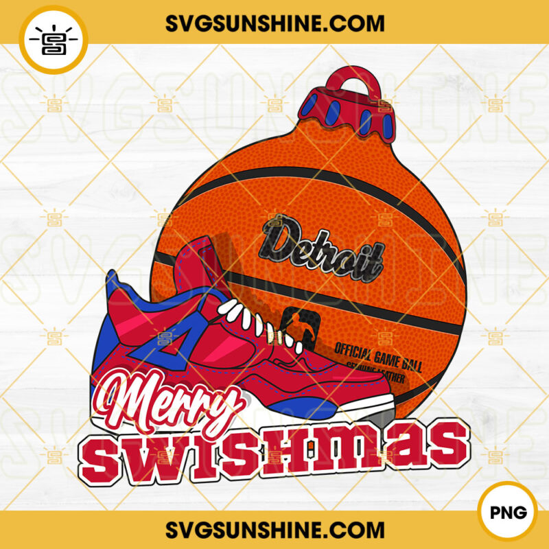 Detroit Basketball Merry Swishmas PNG, Detroit Pistons Basketball ...