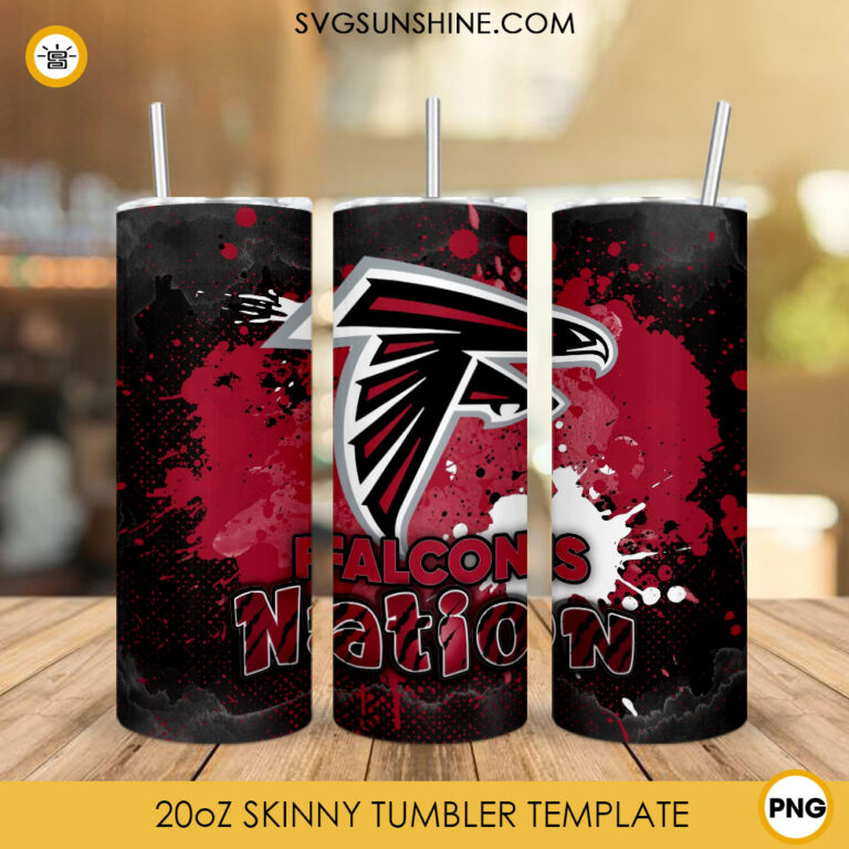 Falcons Nation Tumbler Wrap PNG, Atlanta Falcons 20oz Skinny Tumbler ...
