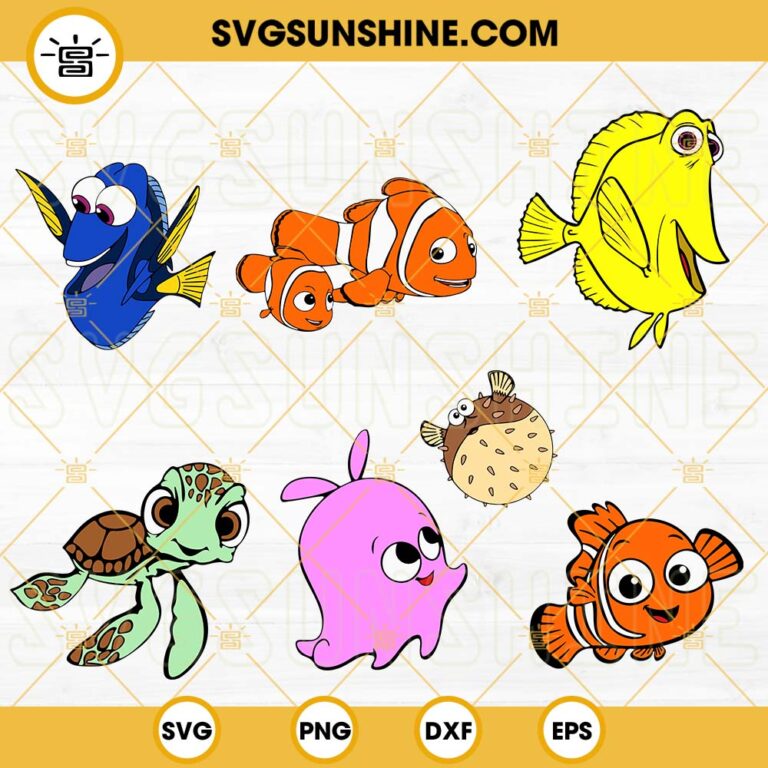 Finding Nemo Bundle SVG, Nemo SVG, Squirt SVG, Bubbles Yellow Fish SVG ...