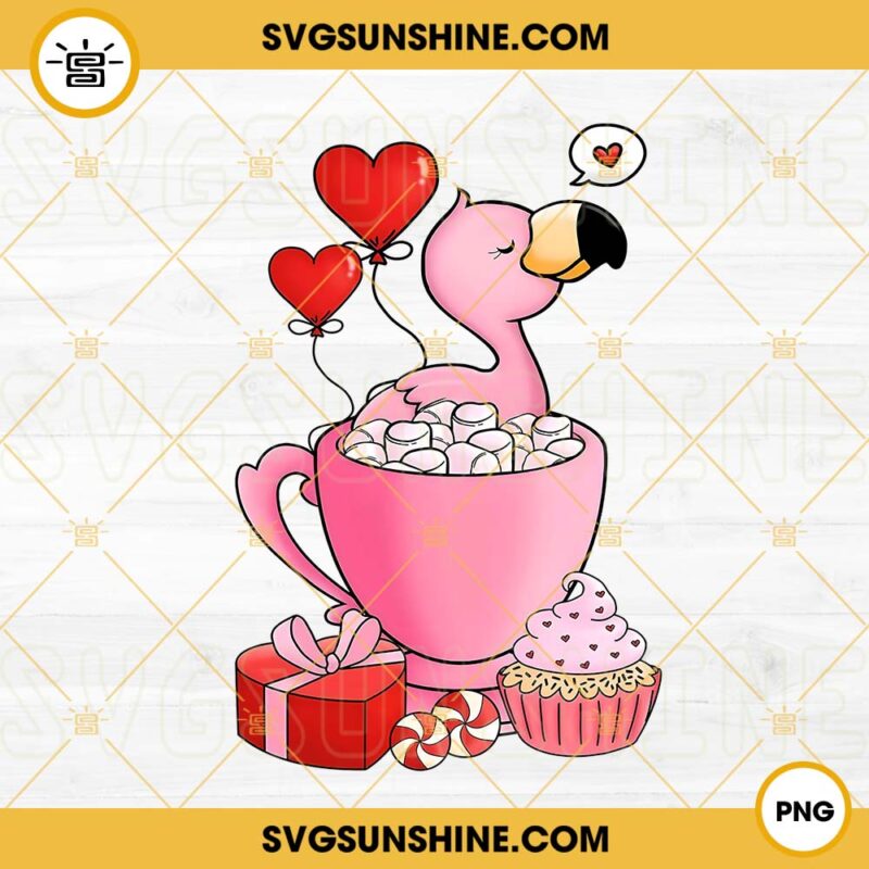 Flamingo In A Cup Valentines Day PNG, Cute Flamingo Valentines PNG ...
