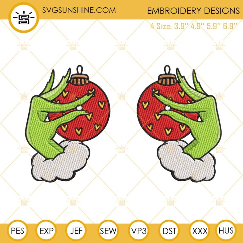 Grinch Hands Holding Bulbs Embroidery Designs, Funny Grinch Hands ...