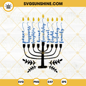 Happy Hanukkah SVG, Hanukkah Menorah and Dreidel SVG, Retro Hanukkah ...