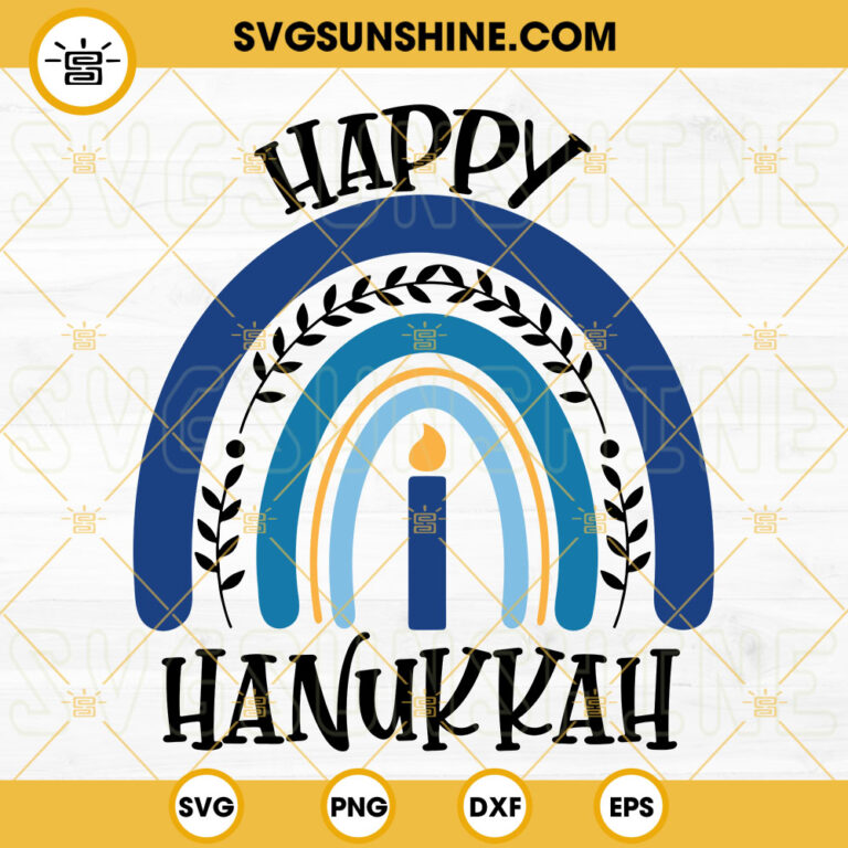 Happy Hanukkah SVG, Hanukkah Menorah and Dreidel SVG, Retro Hanukkah ...