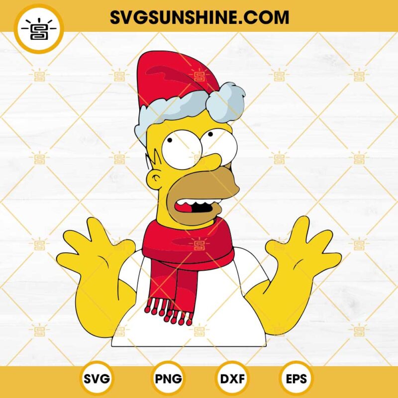 Homer Simpson Santa Hat Christmas SVG PNG DXF EPS Cricut Silhouette ...
