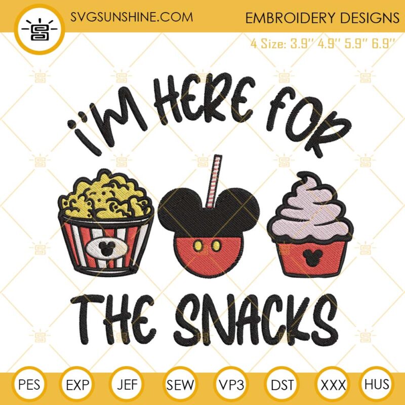 Im Here For The Snacks Embroidery Design, Disney Food Drink Embroidery ...