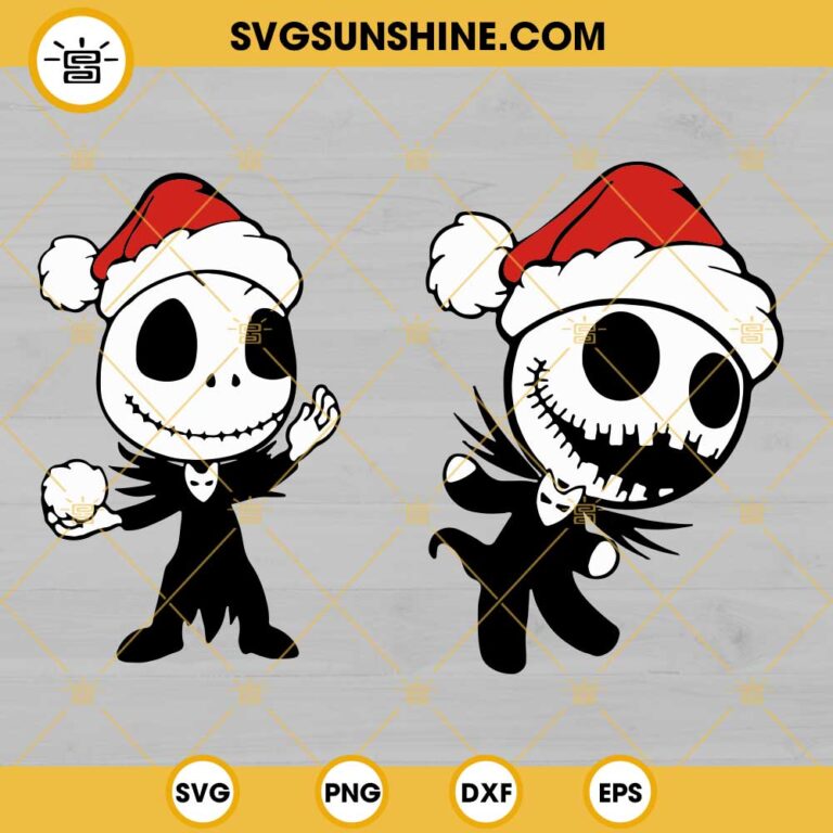 Jack Skellington Christmas SVG Bundle, Jack Skellington Santa Hat SVG ...
