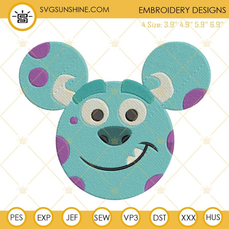James P Sullivan Embroidery Design, Sulley Monsters Inc Mouse Ears ...