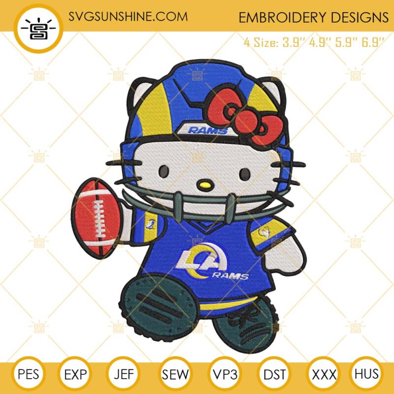 Hello Kitty Los Angeles Rams Embroidery Design Files, Football Team ...