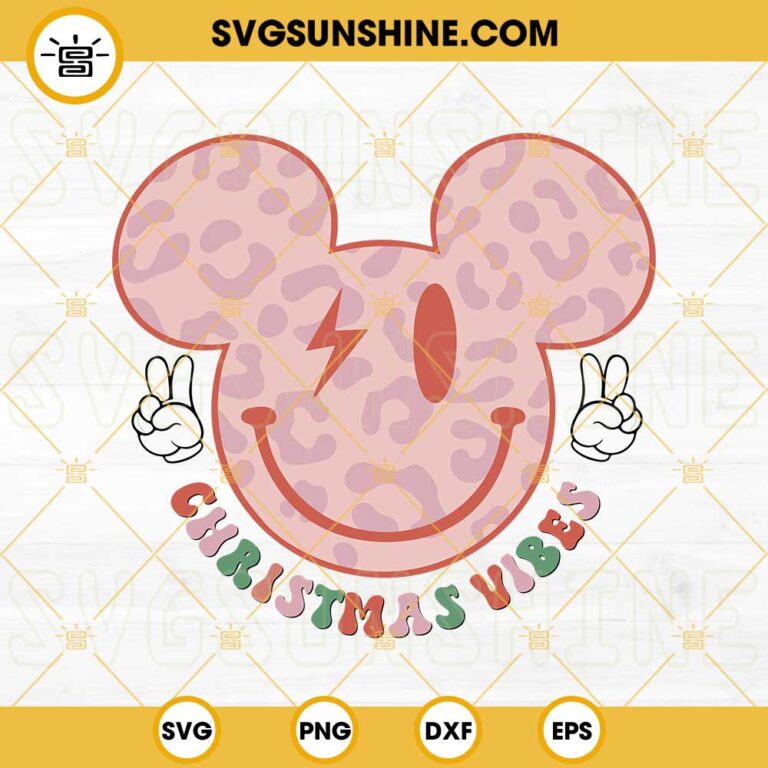 Leopard Mickey Smile Christmas Vibes SVG, Mickey Merry Christmas SVG ...