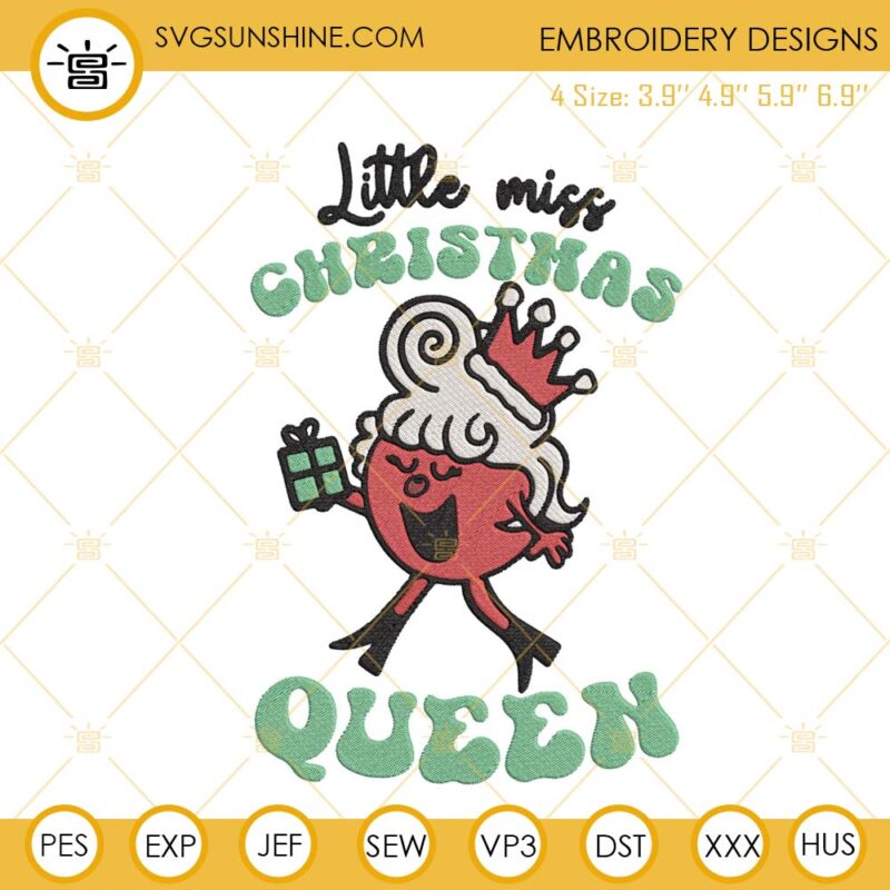 Little Miss Christmas Queen Embroidery Design, Little Miss Embroidery ...