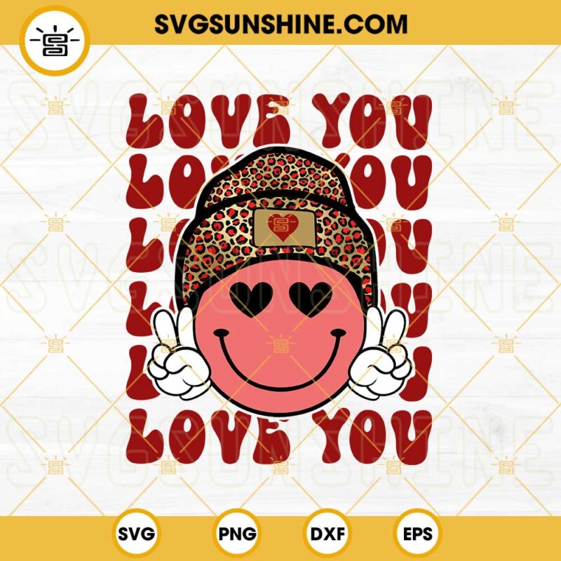 Love You Smiley Face Valentine PNG, Leopard Valentines PNG, Valentine's ...
