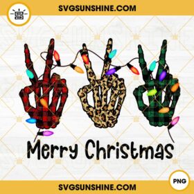 Merry Christmas Skeleton Hands PNG, Skeleton Hand Buffalo Plaid Leopard ...