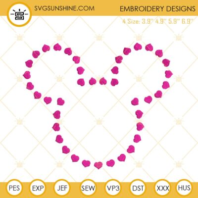 Mickey Head Heart Embroidery Design, Disney Mickey Valentines ...