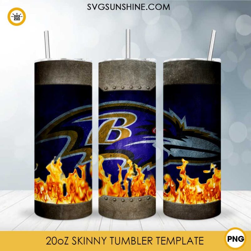 Baltimore Ravens Fire And Flame 20oz Skinny Tumbler Template PNG ...