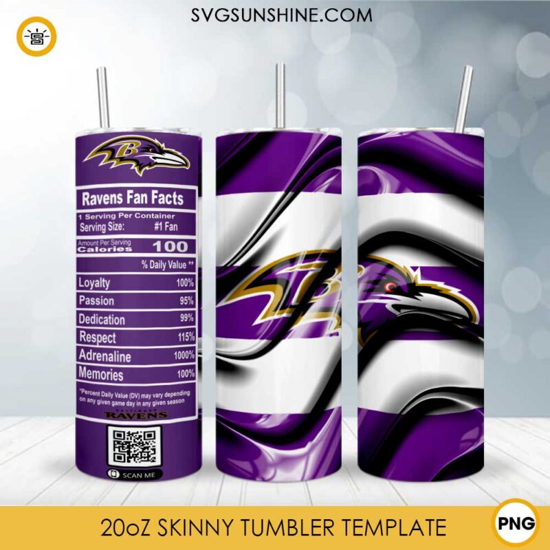 Baltimore Ravens Fun Facts 20oz Skinny Tumbler Template PNG, Baltimore ...