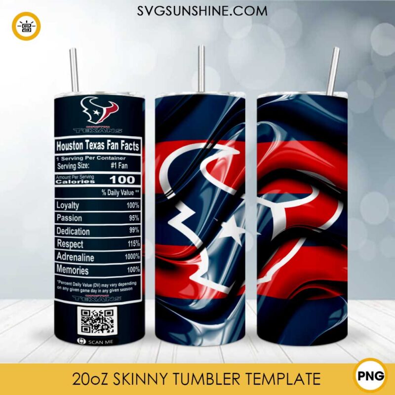 Houston Texans Fun Facts 20oz Skinny Tumbler Template PNG, Houston ...