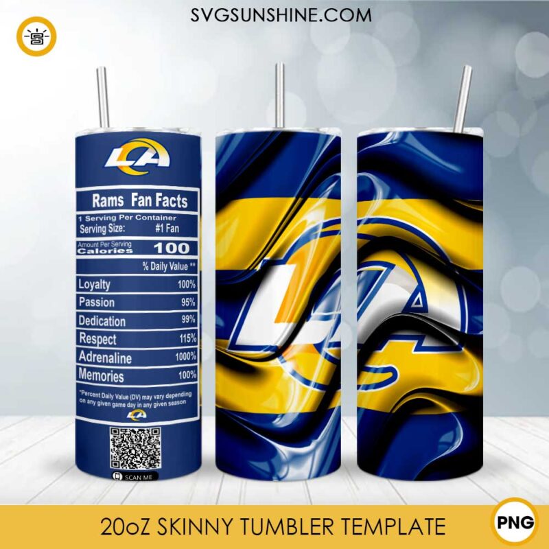 Los Angeles Rams Fun Facts 20oz Skinny Tumbler Template PNG, Los ...