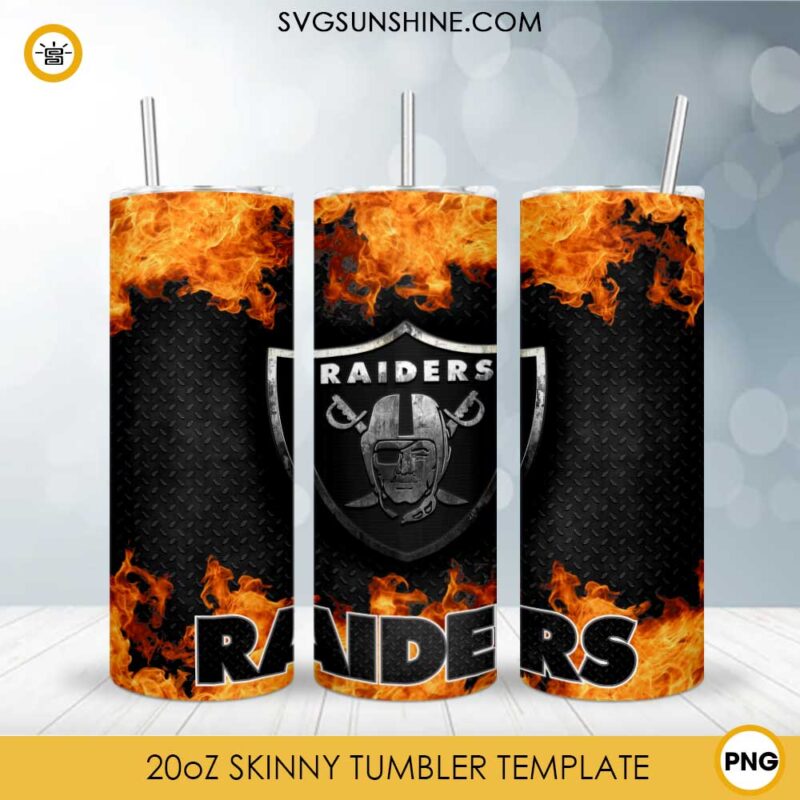 Las Vegas Raiders Fire And Flame Flare On Metal 20oz Skinny Tumbler ...