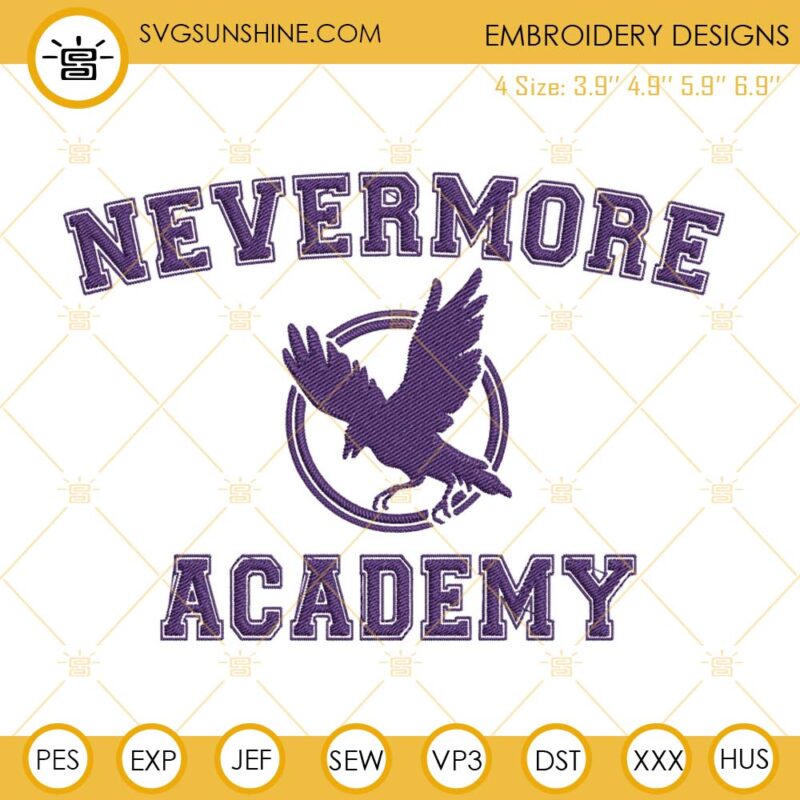 Nevermore Academy Embroidery Designs, Wednesday Addams Embroidery ...