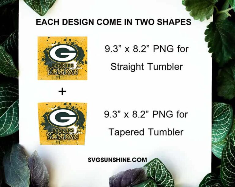 Packers Nation Tumbler Wrap PNG, Green Bay Packers 20oz Skinny Tumbler ...
