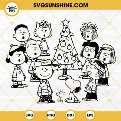 Peanuts Christmas Tree SVG, Snoopy Woodstock Santa Hat Christmas SVG PNG DXF EPS Cut Files