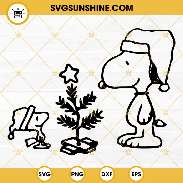 Peanuts Christmas Tree SVG, Snoopy Woodstock Santa Hat Christmas SVG ...