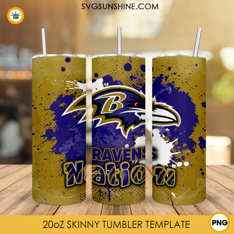 Ravens Nation Tumbler Wrap PNG, Baltimore Ravens 20oz Skinny Tumbler ...