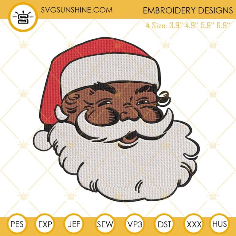 Afro American Santa Claus Embroidery Design, African American Santa ...