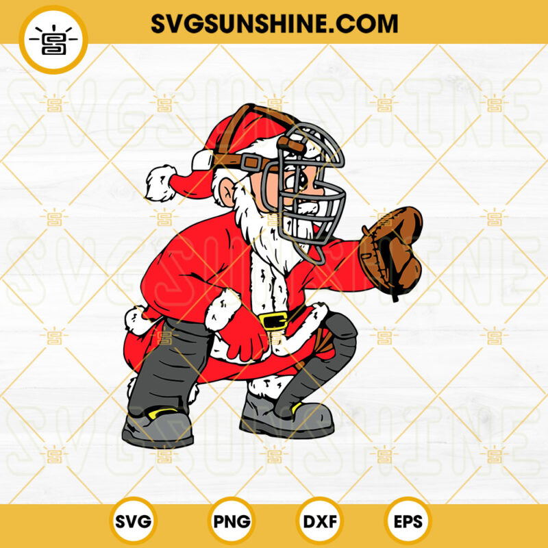 Santa Claus Baseball Catcher SVG, Baseball Christmas SVG PNG DXF EPS ...