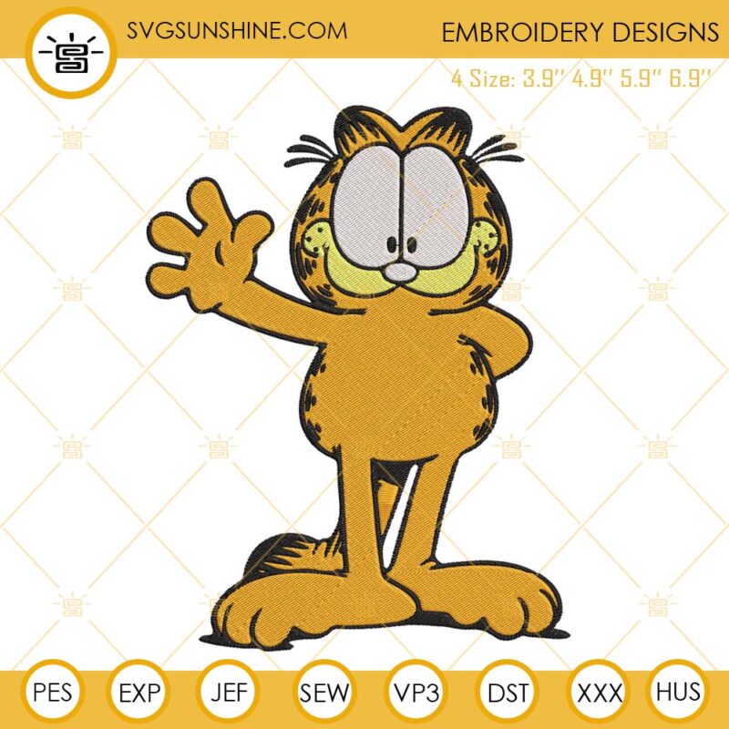 Garfield Cat Embroidery Files, Garfield And Friends Embroidery Designs
