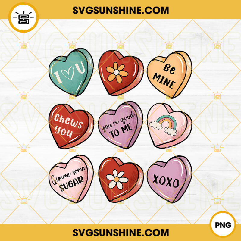 Conversation Hearts Valentine PNG, Valentine Candy Hearts PNG ...