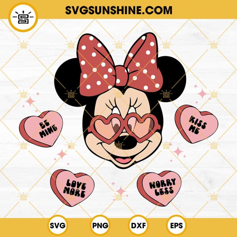 Valentines Minnie Mouse Sunglasses Heart SVG, Be Mine SVG, Love More ...
