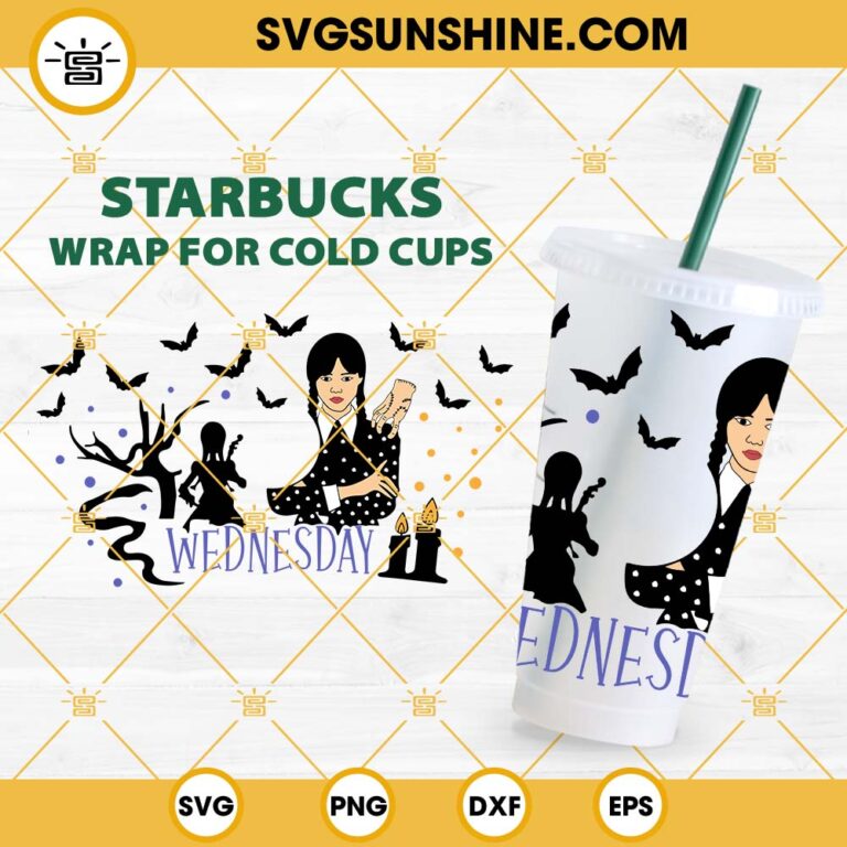 Wednesday Addams Starbucks Cup Wrap SVG, Wednesday Addams SVG PNG DXF ...