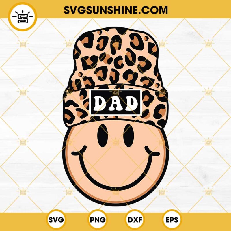 Leopard Beanie Mom Smiley Face SVG, Mom SVG, Smiley Face Mom SVG PNG ...