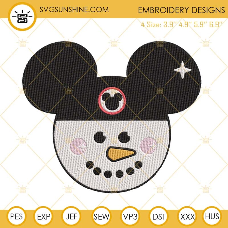 Snowman Mickey Head Embroidery Designs, Mickey Mouse Christmas ...