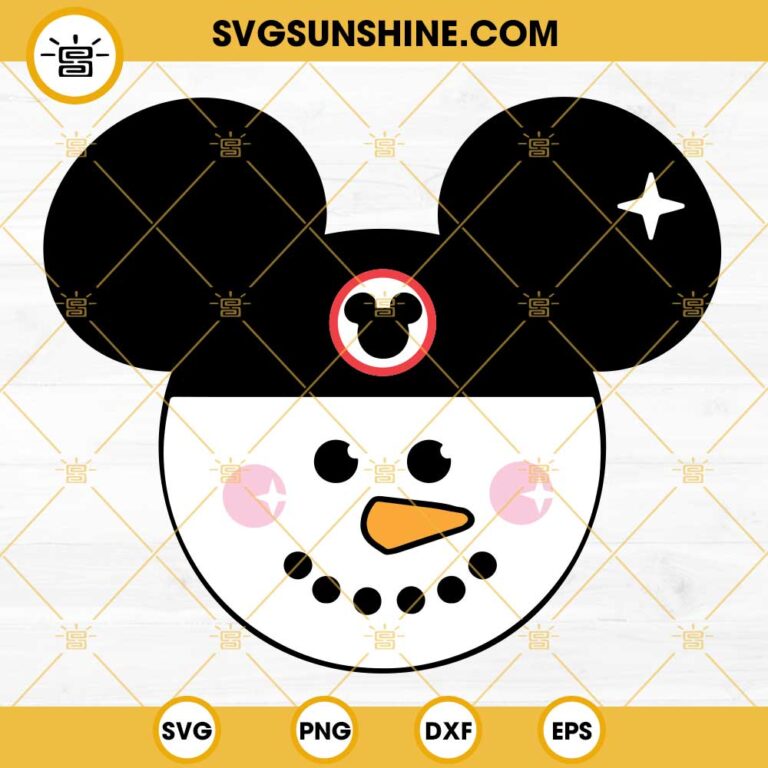 Snowman Mickey Head SVG, Christmas Disneyland Snowman SVG, Mouse ...