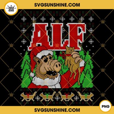 ALF Christmas Ugly Sweater PNG, ALF TV Series Christmas PNG File ...