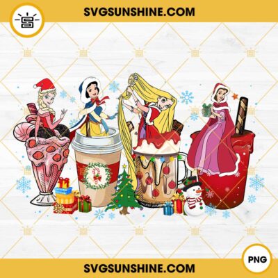Disney Princess Coffee Christmas PNG, Disney Princess Christmas PNG ...